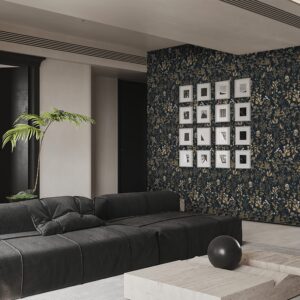 Dimoon 393"x16.1" Black Golden Delicate Floral Peel and Stick Wallpaper Thicken Waterproof Leaf Vintage Flower Contact Paper Self Adhesive Wallpaper Removable Wall Paper Shelf Liner Decal Vinyl Roll