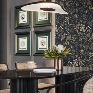 Dimoon 393"x16.1" Black Golden Delicate Floral Peel and Stick Wallpaper Thicken Waterproof Leaf Vintage Flower Contact Paper Self Adhesive Wallpaper Removable Wall Paper Shelf Liner Decal Vinyl Roll