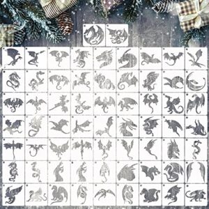 65 Pieces Dragon Stencils for Painting, Small Reusable Dragon Stencil Template DIY Craft Paint Stencils for Painting on Wood Wall Card Rock Decor (Dragon)