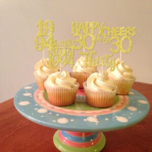 30PCS Straight Outta 1994 Cupcake Toppers Gold Glitter Thirty Happy 30th Birthday Cupcake Picks Cheers to 30 Years Cake Decorations for 30th Birthday Anniversary Party Decoration Supplies