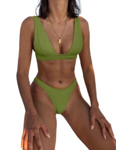 dnzzs women's bikini swimsuits high waist bikini sets 2 piece bathing suits sexy bikinis swimwear for women beach swimming pool small green