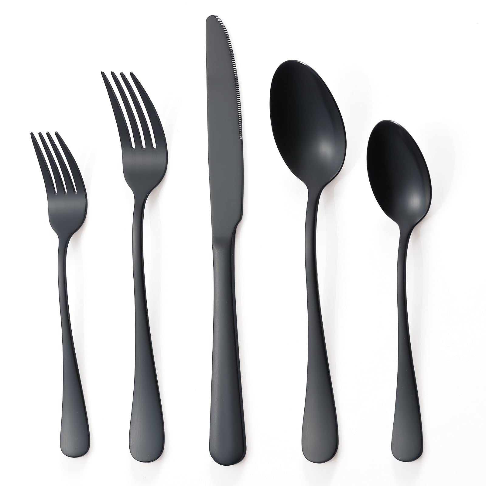 Briout Matte Black Silverware Set, Stainless Steel Cutlery Set Service for 4, Black Flatware Utensil Set include Fork Knife Spoon for Kitchen Home Restaurant, Premium Tableware