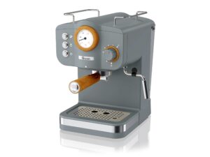 swan nordic espresso maker machine, 15 bars of pressure, milk frother, 1.2l tank, scandi style matte finish slate grey (sk22111gryn)