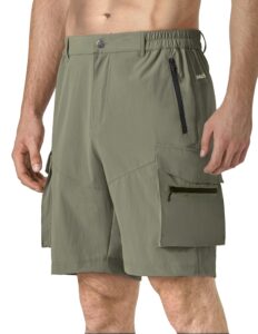 pausel men's hiking tactical shorts cargo quick dry outdoor golf shorts with 5 pockets for athletic fishing travel light military green s