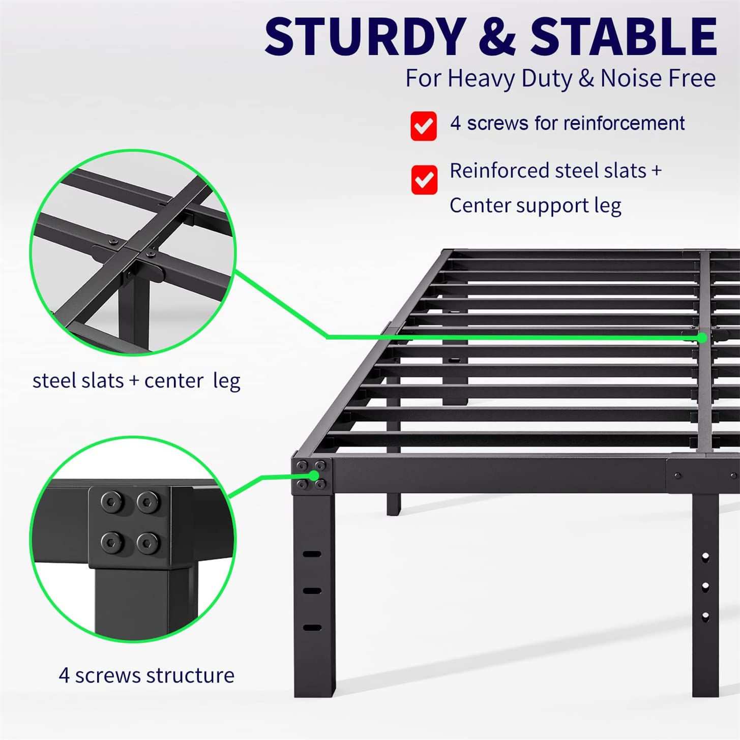 Joeffany Full Size Bed Frame with Storage 18 inch Tall,Platform Bedframe with Steel Slats Support, No Box-Spring Needed,Ample Storage Easy Assembly, Sturdy and Noise Free, Black (Full)