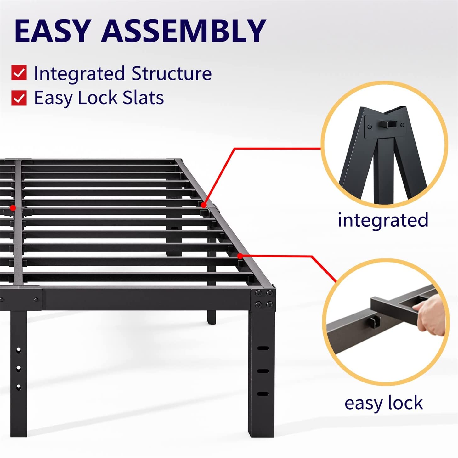 Joeffany Full Size Bed Frame with Storage 18 inch Tall,Platform Bedframe with Steel Slats Support, No Box-Spring Needed,Ample Storage Easy Assembly, Sturdy and Noise Free, Black (Full)