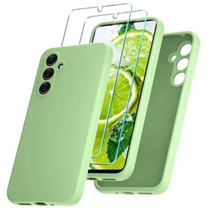 yenapoon for samsung galaxy a54 5g case and 2 pack tempered glass screen protector, slim liquid silicone shockproof protective case - mint green