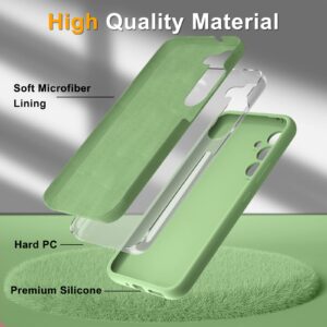 YENAPOON for Samsung Galaxy A54 5G Case and 2 Pack Tempered Glass Screen Protector, Slim Liquid Silicone Shockproof Protective Case - Mint Green