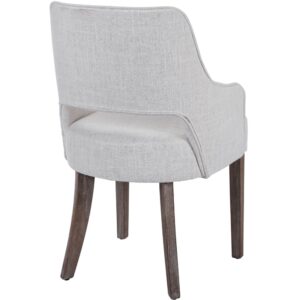 DM Furniture Linen Dining Chairs Set of 4 Upholstered Accent Chairs Side Chair with Wood Legs for Living Room/Dining Room/Bedroom/Restaurant, Cream