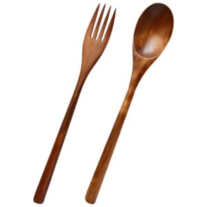 1 set wooden fork and spoon ergonomic cake spoon party appetizer fork table spoons for eating home supplies party dessert spoon delicate dessert spoon delicate appetizer fork