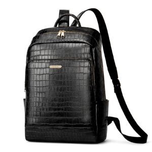 westbronco leather backpack purse for women 15.6 inch laptop backpack crocodile black