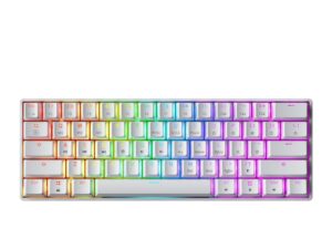 gk61 mechanical gaming keyboard - 61 keys multi color rgb illuminated led backlit wired programmable for pc/mac gamer (gateron optical yellow, white)