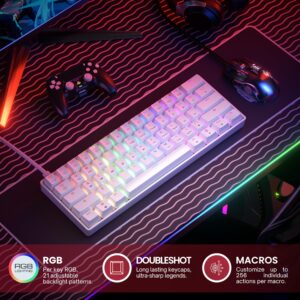 GK61 Mechanical Gaming Keyboard - 61 Keys Multi Color RGB Illuminated LED Backlit Wired Programmable for PC/Mac Gamer (Gateron Optical Yellow, White)