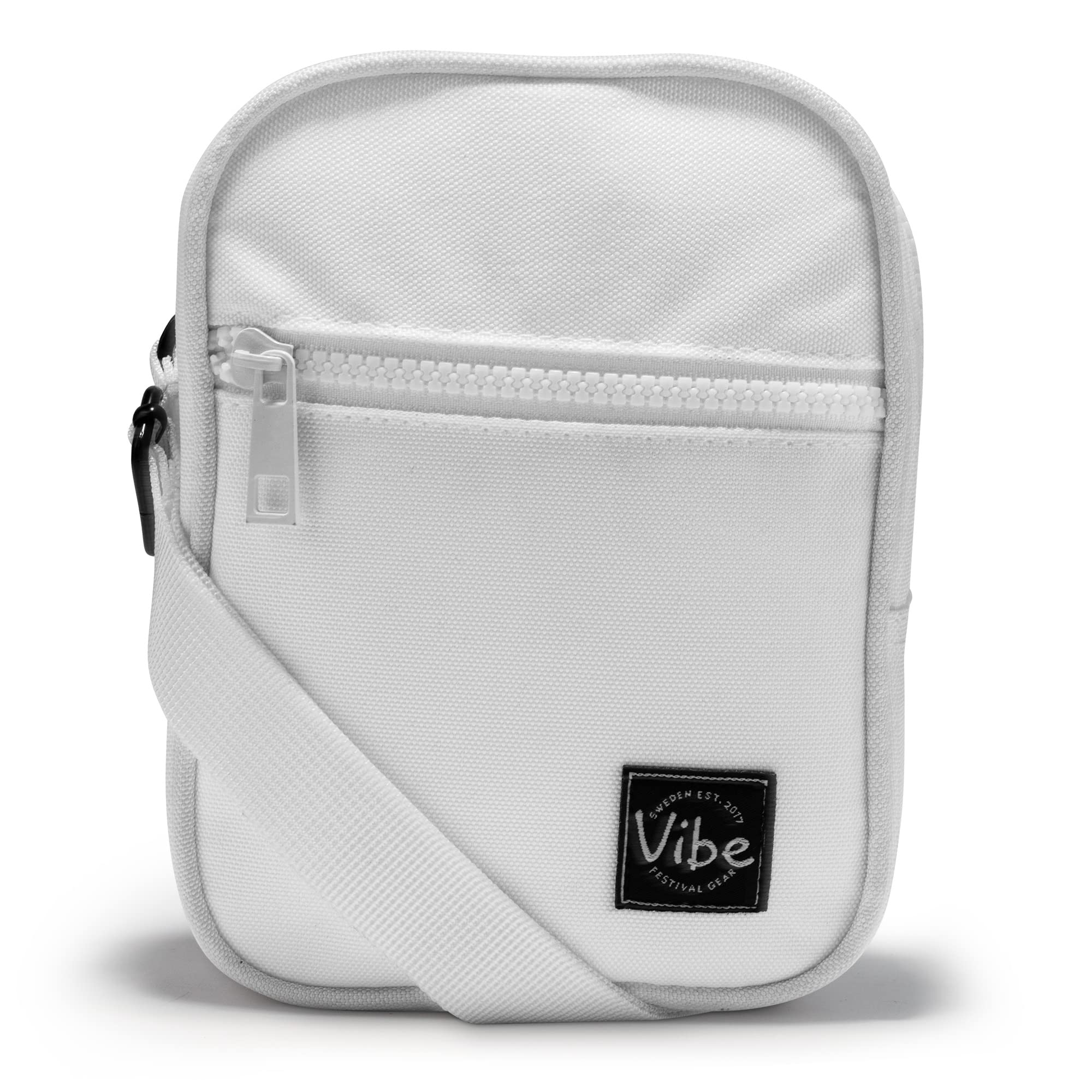 Vibe Festival Gear Small Crossbody Sling Bag for Women Men 5in1 Multi-Use from (rPET) Recycled Polyester Belt Bag Cross Body Backpack Fanny Pack Purse - White