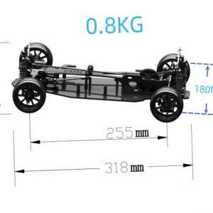 x Hobbywdiy X416 RC DIY 1/10 Alloy and Carbon D4 AWD EP Drift Racing Car Body Frame Kit Electric Touring Car Chassis Frame