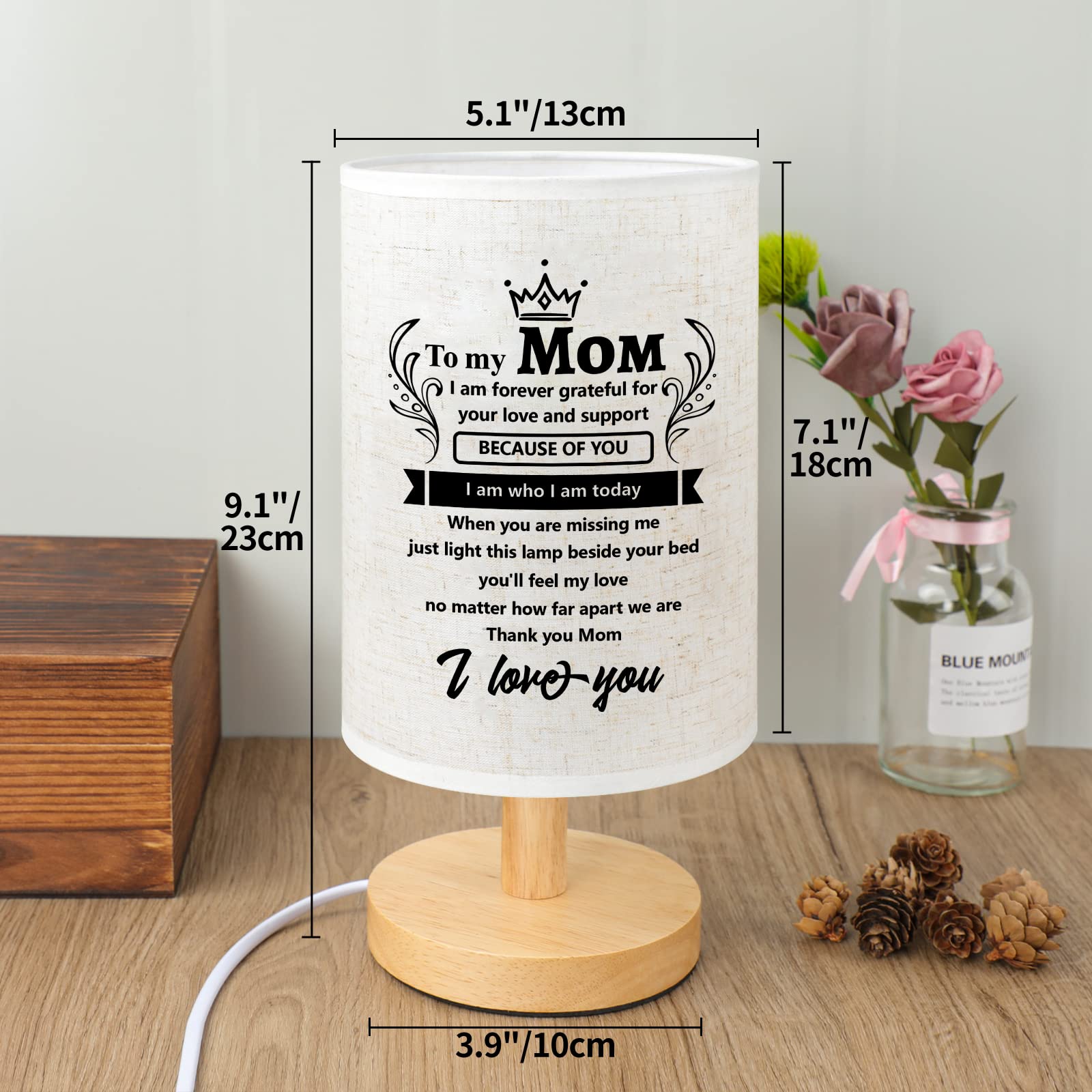 Welsky Gifts for Mom, Mom Birthday Gifts from Daughter, Personalized Mom Table Lamp, Thanksgiving Christmas Gifts for Mom from Kids