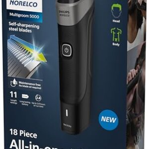 Philips Norelco Multigroom Series 5000 18 Piece, Beard Face, Hair, Body and Intimate Hair Trimmer for Men - NO BLADE OIL MG5910/49