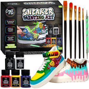 craft it up sneaker painting kit complete shoe paint kit for sneakers- paint, brushes, tape & more included- shoe customization kit