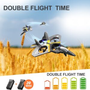 RC Plane for Kids and Adults - 4 Channel,2 Battery LED Light Remote Control Plane,Remote Control Airplane Fighter,Rechargeable Battery,Low Battery Alarm,Easy to Fly Drone Toy Gift for Boys&Girls