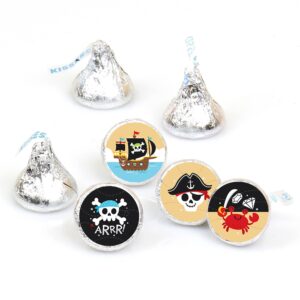 big dot of happiness pirate ship adventures - skull birthday party round candy sticker favors - labels fit chocolate candy (1 sheet of 108)