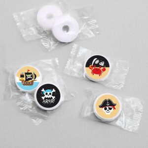 Big Dot of Happiness Pirate Ship Adventures - Skull Birthday Party Round Candy Sticker Favors - Labels Fit Chocolate Candy (1 sheet of 108)