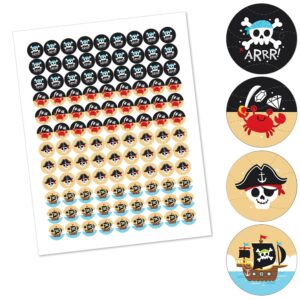 Big Dot of Happiness Pirate Ship Adventures - Skull Birthday Party Round Candy Sticker Favors - Labels Fit Chocolate Candy (1 sheet of 108)