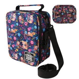 stash house og sloth locking smell proof bag with tray and shoulder strap. includes 3 digit combo lock - 100% smell proof