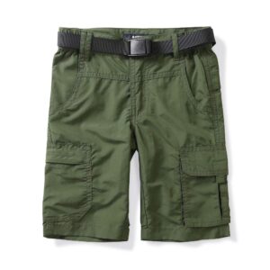 ochenta boys' quick dry cargo hiking shorts elastic waist toddler athletic outdoor scout fishing army green tag 110-3t/4t