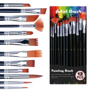 Acrylic Paint Set, 24 Colors (2 oz/Bottle) with 12 Art Brushes, Art Supplies for Painting Canvas, Wood, Ceramic & Fabric, Rich Pigments Lasting Quality for Beginners, Students & Professional Artist