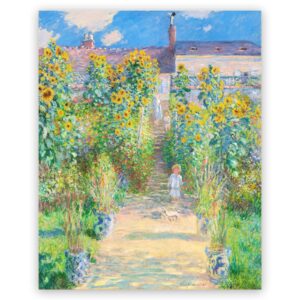 claude monet canvas wall art - the artists garden at vtheuil poster - fine art print - oil painting reproduction - nature pictures cool wall decor for living room bedroom unframed (12x16in/30x40cm)