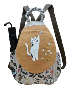 huangguoshu backpack purse for women - boho style small convertible sling bag with woven and mushroom design - perfect mini backpack for fashionable hippie ladies cat