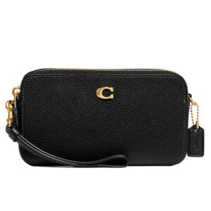 coach polished pebble leather kira crossbody, black, one size