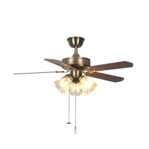 twlite 42 inch indoor ceiling fan with pull-chain and three led light bulbs base, traditional 3-speeds reversible blades ceiling fan (antique)