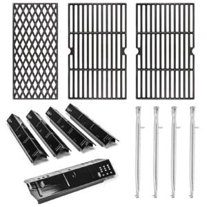 uniflasy grill parts for dyna-glo dgh485crp, dgh474crp dgh450crp,grill replacement part kit for dyna-glo 3/4/5 burner grill,porcelain steel grill heat plate, stainless steel burner tube,cooking grates