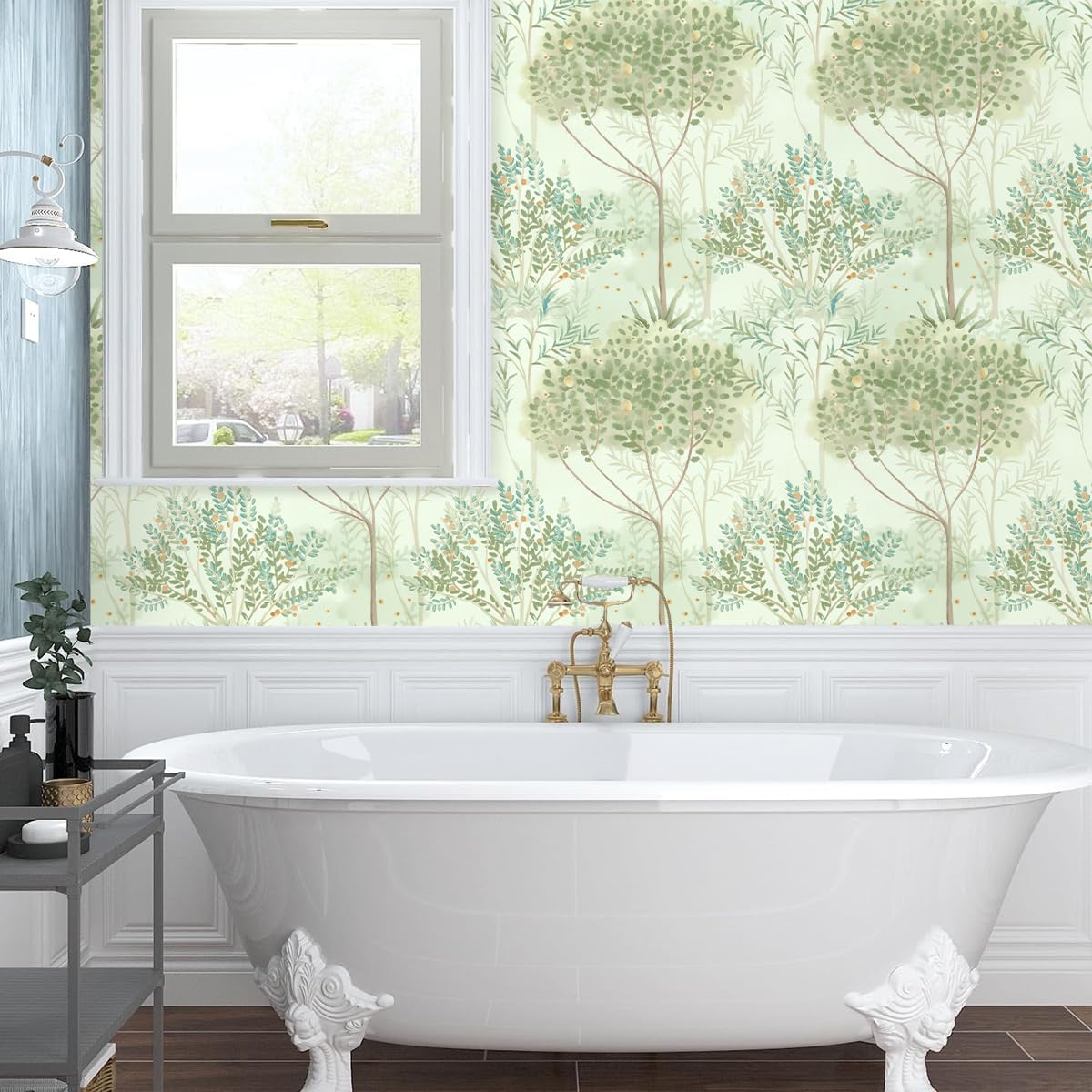 Livebor Floral Peel and Stick Wallpaper Green Floral Contact Paper 17.7inch x 118.1inch Tree Wallpaper Peel and Stick Green Floral Wallpaper for Bedroom Self Adhesive Removable Wall Paper Decorative