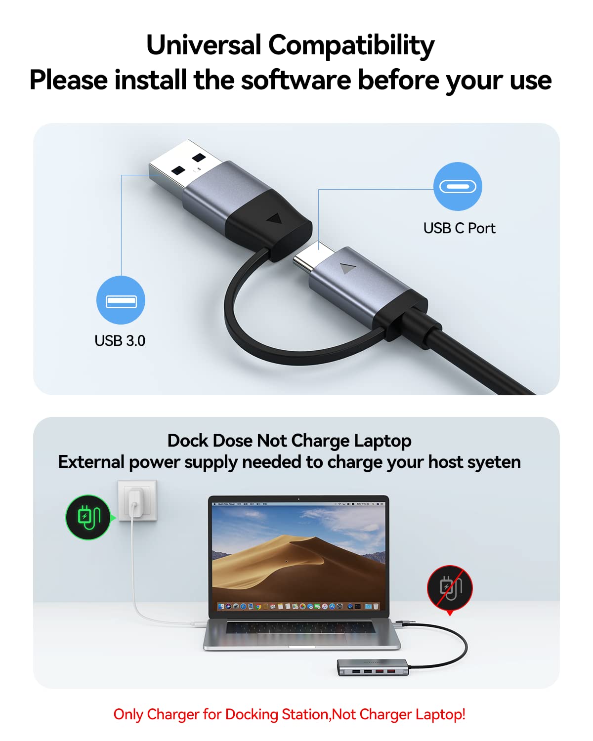 USB Docking Station Dual Monitor, GIISSMO 9-in-1 USB A 3.0 / USB C Docking Station Triple Monitor with 2 HDMI,VGA, 10Gbps USB 3.1, Gigabit Ethernet, Triple Display for Mac & MacBook & Windows Laptop