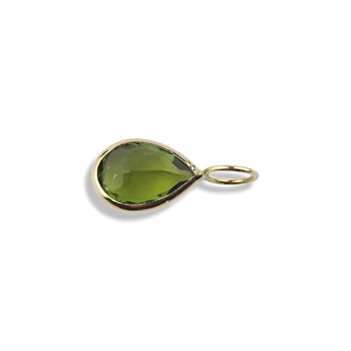 Green Tourmaline Charm 7.5x5.5 Pear Handmade in 14k Yellow Gold 0.90 Carats