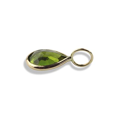 Green Tourmaline Charm 7.5x5.5 Pear Handmade in 14k Yellow Gold 0.90 Carats