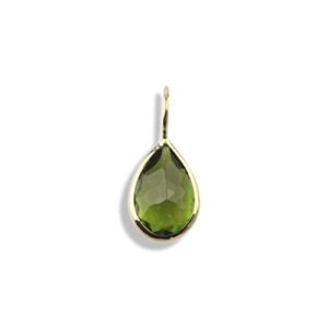 Green Tourmaline Charm 7.5x5.5 Pear Handmade in 14k Yellow Gold 0.90 Carats