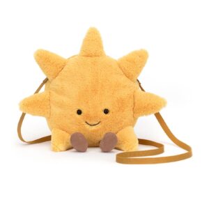 jellycat amuseable sun plush bag crossbody purse with zip top gifts for kids girls tweens and teens