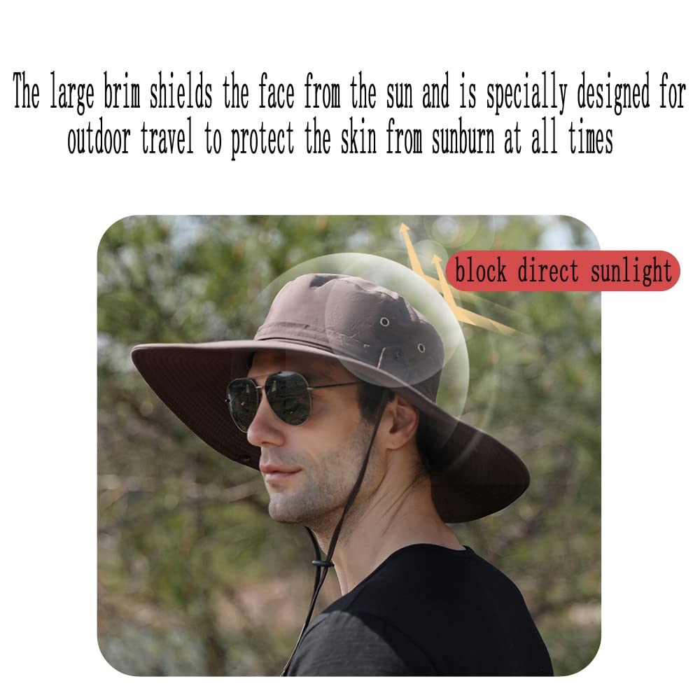 UPF 50+ Sun Protection Waterproof Breathable Wide Brim Bucket Sun Hat (cotton polyester, H2-grey)