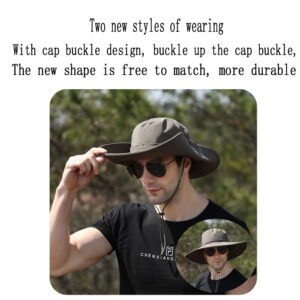 UPF 50+ Sun Protection Waterproof Breathable Wide Brim Bucket Sun Hat (cotton polyester, H2-grey)