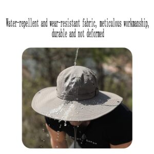 UPF 50+ Sun Protection Waterproof Breathable Wide Brim Bucket Sun Hat (cotton polyester, H2-grey)