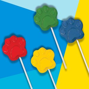 Paw Print Lollipops, Individually Wrapped Candy Suckers - Birthday Party Favors for Kids, Dog Patrol Goodie Bags and Candy Buffet (12-Pieces)