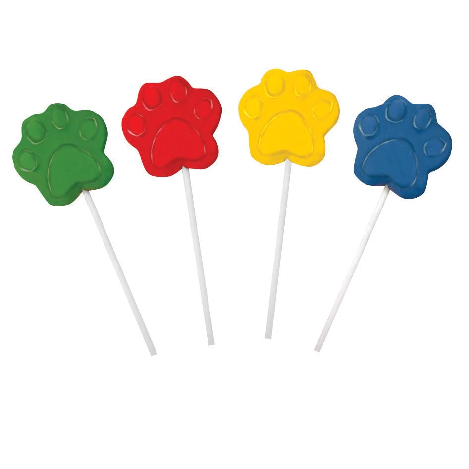 Paw Print Lollipops, Individually Wrapped Candy Suckers - Birthday Party Favors for Kids, Dog Patrol Goodie Bags and Candy Buffet (12-Pieces)