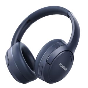 runolim hybrid active noise cancelling headphones, 65h playtime, built-in microphone, bluetooth wireless over ear foldable headphones with hifi audio, home travel office