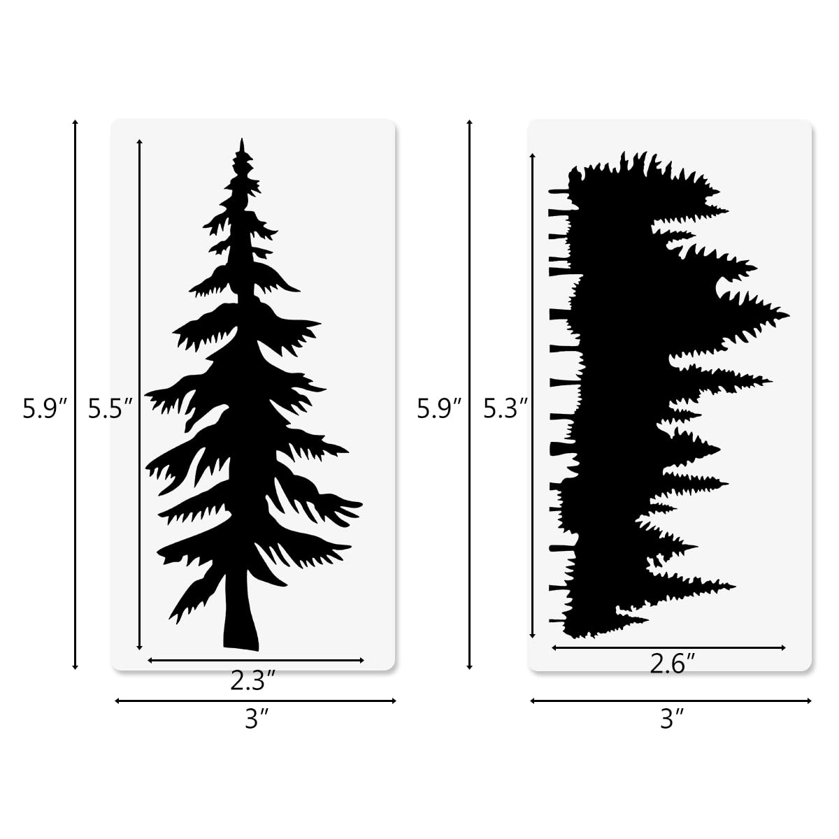 15 Pcs Trees Stencils, Pine Fir Cypress Cedar 3"x6", Christmas Trees Forest Stencils for Painting, Reusable Tree Templates for Window Wood Wall Canvas Holiday Decor