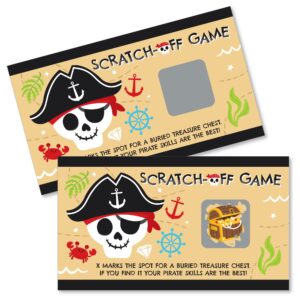 big dot of happiness pirate ship adventures - skull birthday party game scratch off cards - 22 count