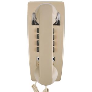 sangyn retro wall phones for landline with loud mechanical ringer vintage wall mount phone with volume adjustable old fashioned corded landline telephone for home school hotel office, beige