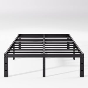 neslime 14 inch full size bed frame no box spring needed, heavy duty metal platform bed frame full, heavy duty, easy assembly and noise free, black